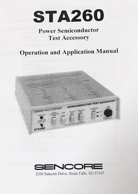 NEW SENCORE STA260 OWNERS MANUAL, Test Accessory To The Sencore LC103 ...
