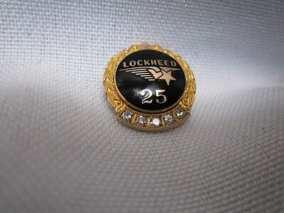 Lockheed 10 kt gold 25 year Anniversary or Retirement lapel Pin w/ 5 ...