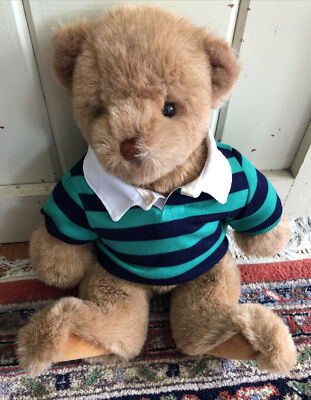 LANDS’ END Rugby Teddy Bear ORIGINAL Blue Green Striped 1989 By Gund | eBay