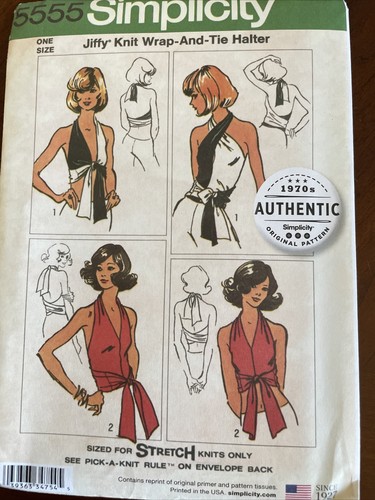 SIMPLICITY PATTERN 5555 TOPS HALTER WRAP RETRO 70s MISSES 1 SIZE FITS ...