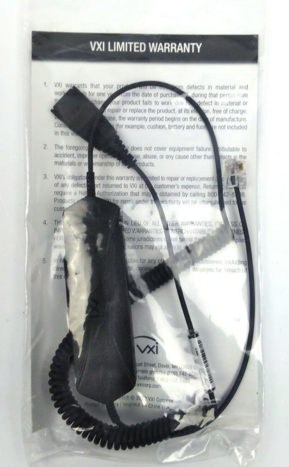 VXi OmniCord-P Universal Headset Audio Adapter Cord + Mic booster VXI ...