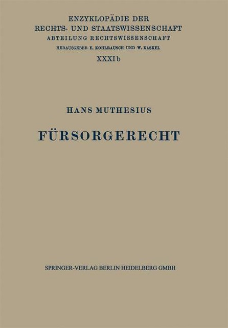 Fürsorgerecht von Hans Muthesius (1928, Taschenbuch) online kaufen ...