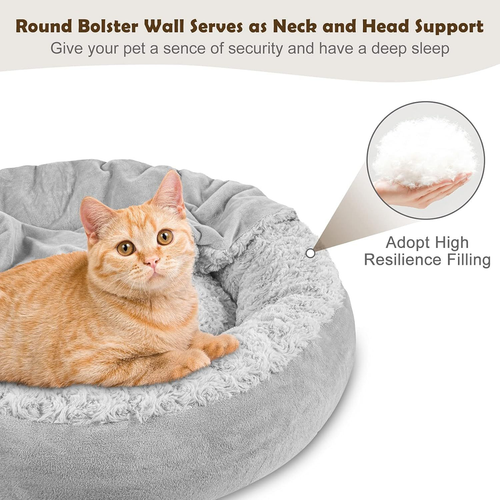 JOEJOY Small Dog Bed Cat with Hooded Blanket, Cozy S(23 x 23 x 7), Grey ...