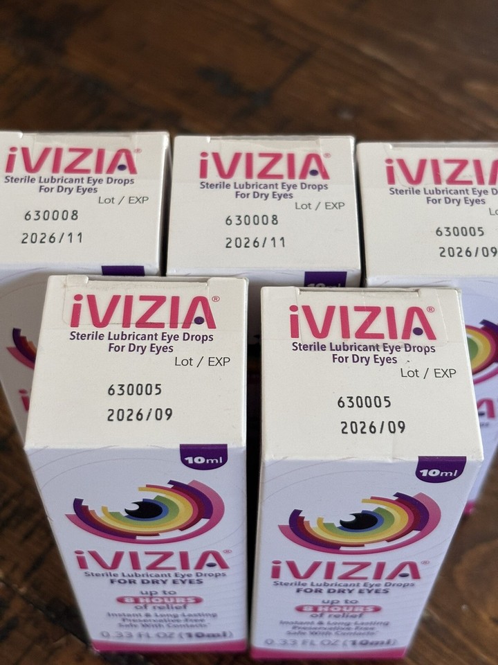 5 Pack iVIZIA Sterile Lubricant Eye Drops Dry Eyes 10ml Exp 9/26 ...
