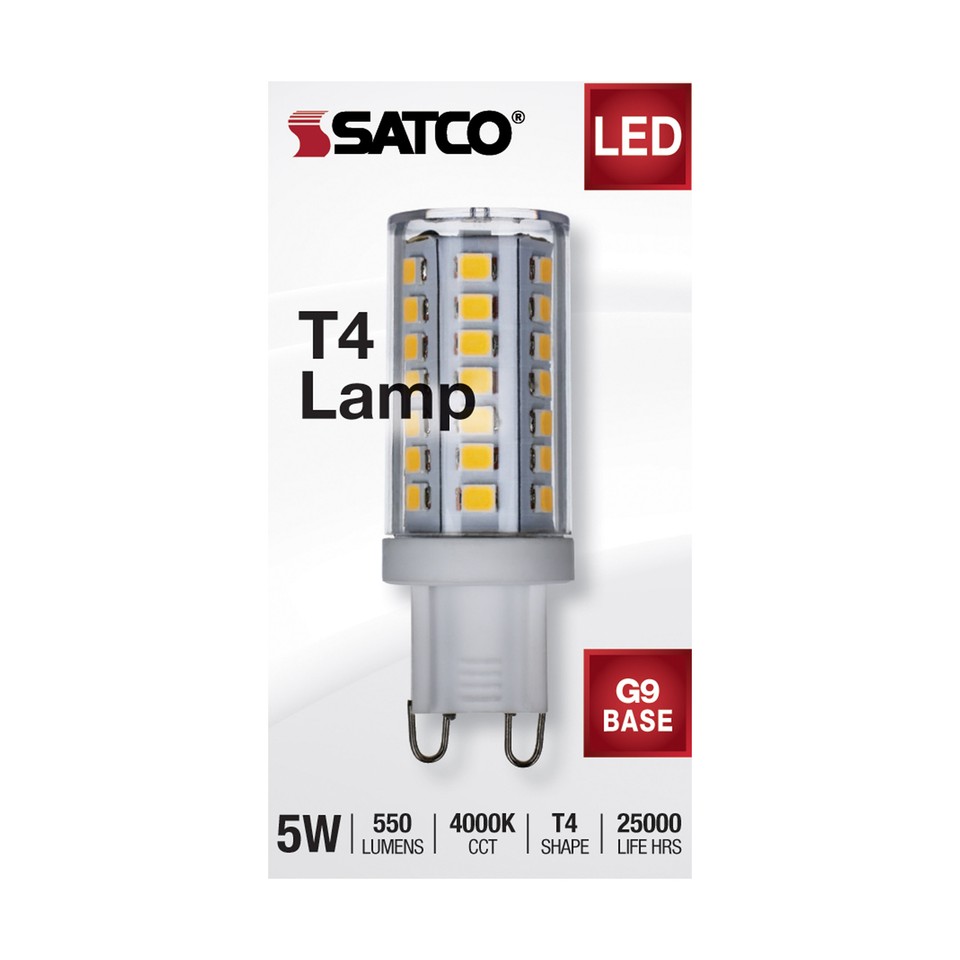 Satco S11235 JCD LED Bulb 120V 5W =40W Double Loop G9 T4 Clear 4000K ...