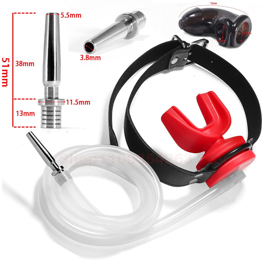 Piss Urinal Flow Into Silicone Mouth Gag Plug Urethra Device binding ...