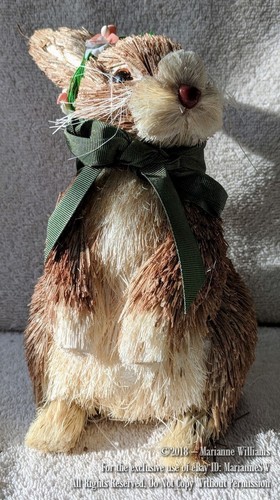 NEW STANDING SISAL BROWN EASTER RABBIT BUNNY PIER 1 ONE TABLE MANTEL ...