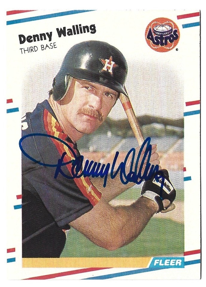 1988 FLEER DANNY WALLING HOUSTON ASTROS ON CARD AUTO AUTOGRAPH SIGNED ...