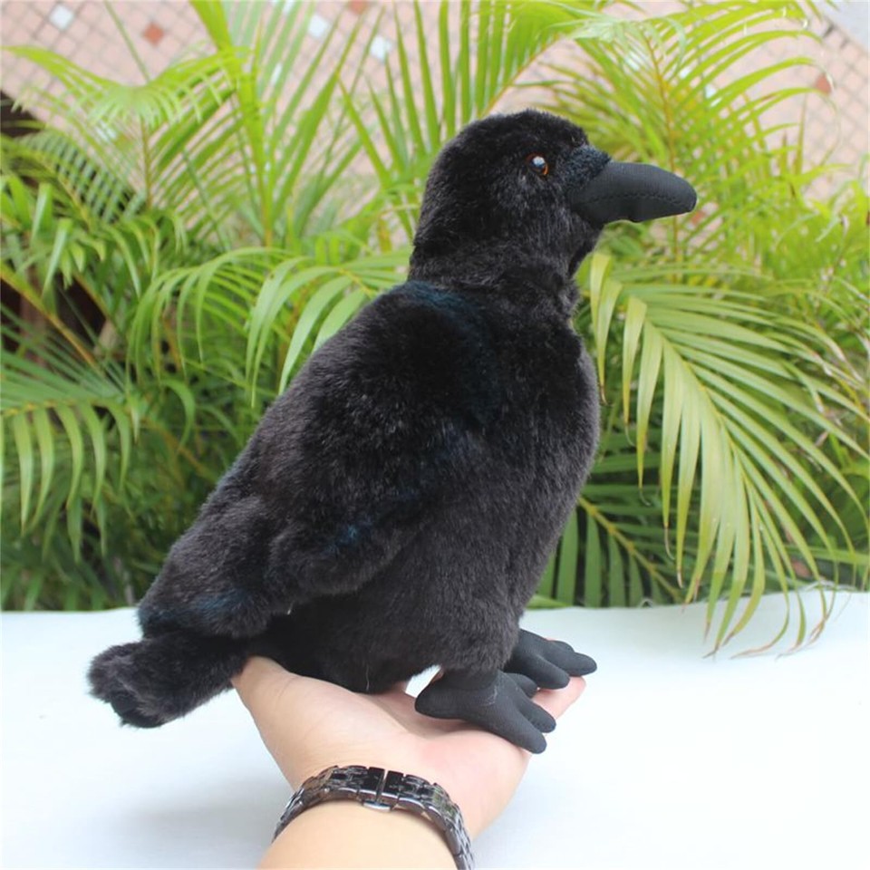 9.4'' Realistic Crow Plush Toy Cute Black Raven Plushie Soft Stuffed ...