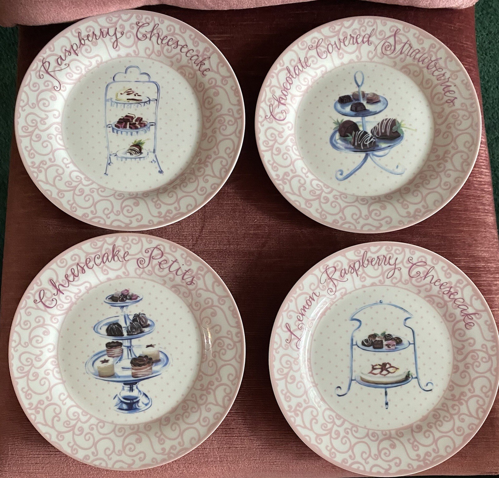 Pink and White Polka Dot Dessert Plates ,Set of 4 With Sayings Of ...