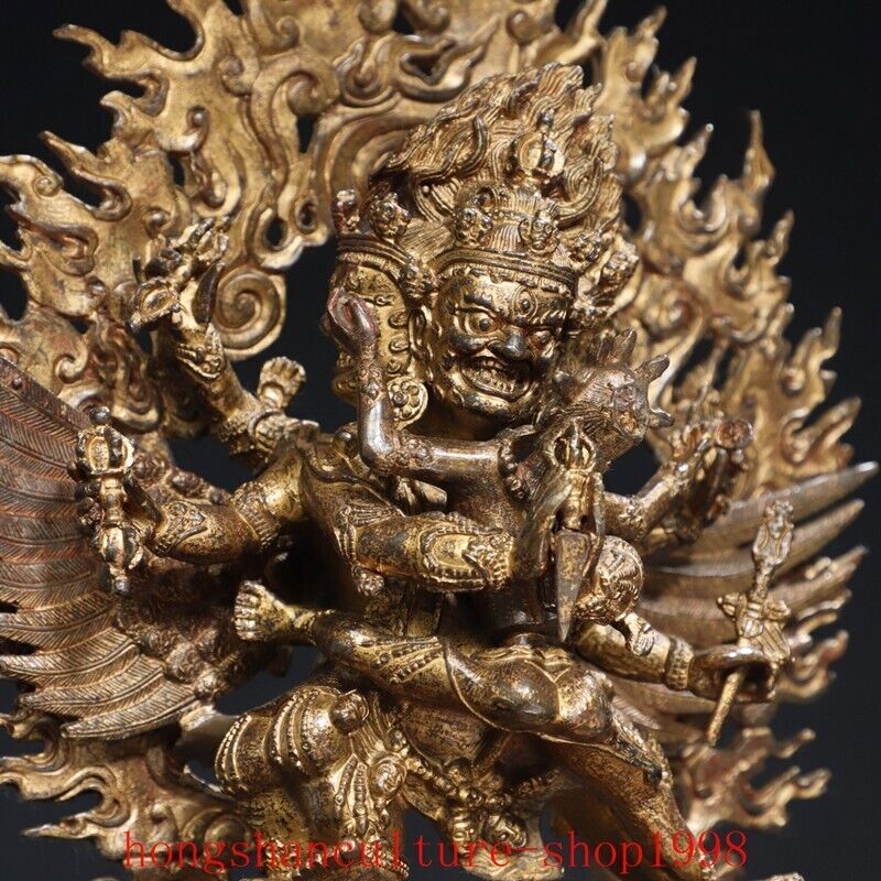 12"Tibet Buddhism temple bronze Skulptur Yamantaka Yama Dharmaraja ...