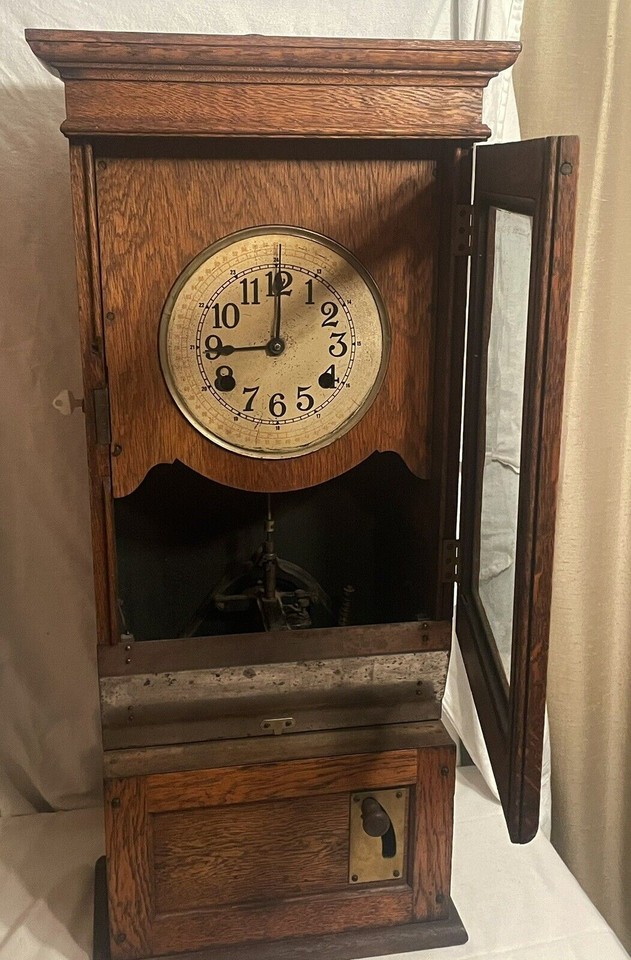 RARE Antique Cincinnati Time Recorder Clock 35” x 16” 54 lbs Untested ...