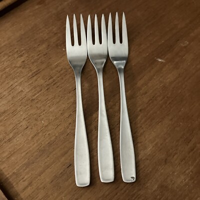 3 WMF Cromargan LINE older Stainless PASTRY FORK Germany Triangle 6 1/8 ...