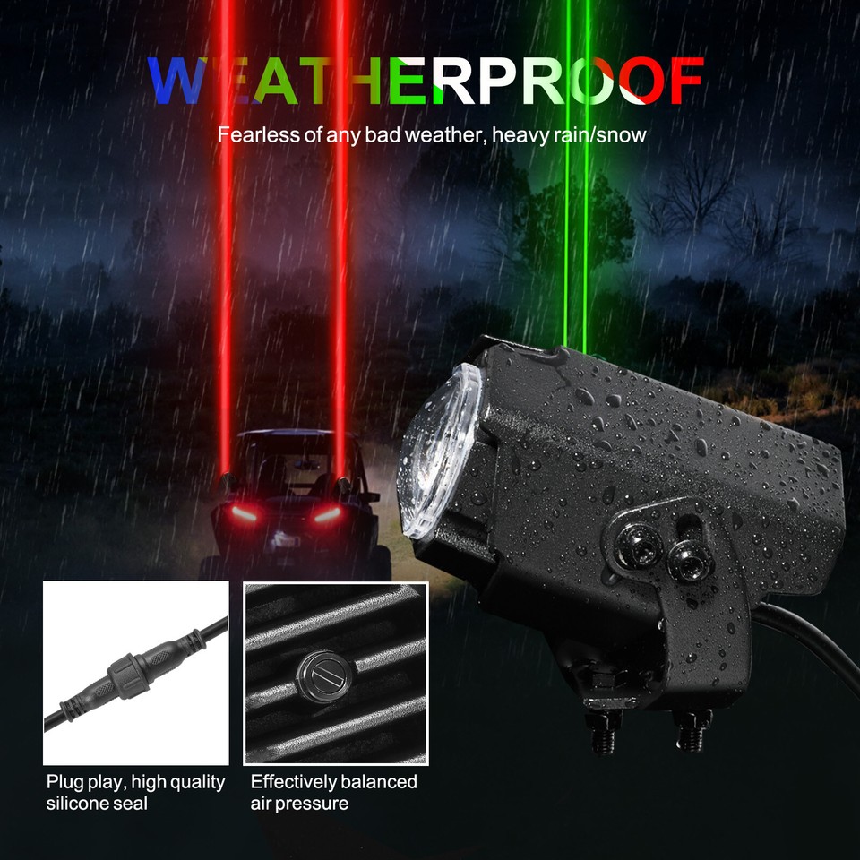 FOR Polaris RZR 1000 XP Whipless Laser RGB LED Whip Lights 600M Antenna ...