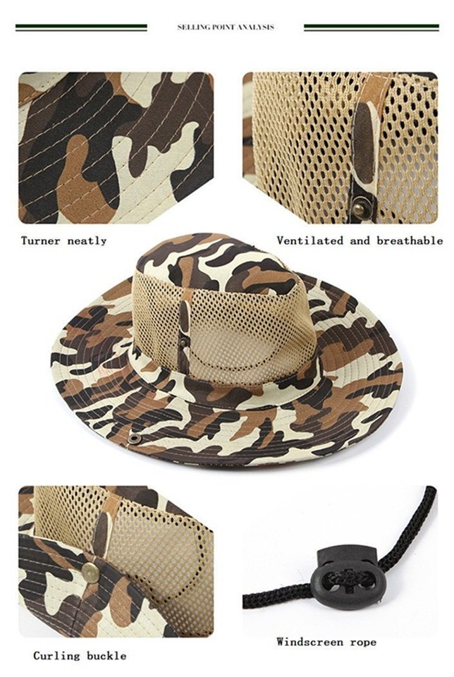 Men's Cool Outdoor Fishing Hiking Outback Safari Vented Sun Hat Cap ...