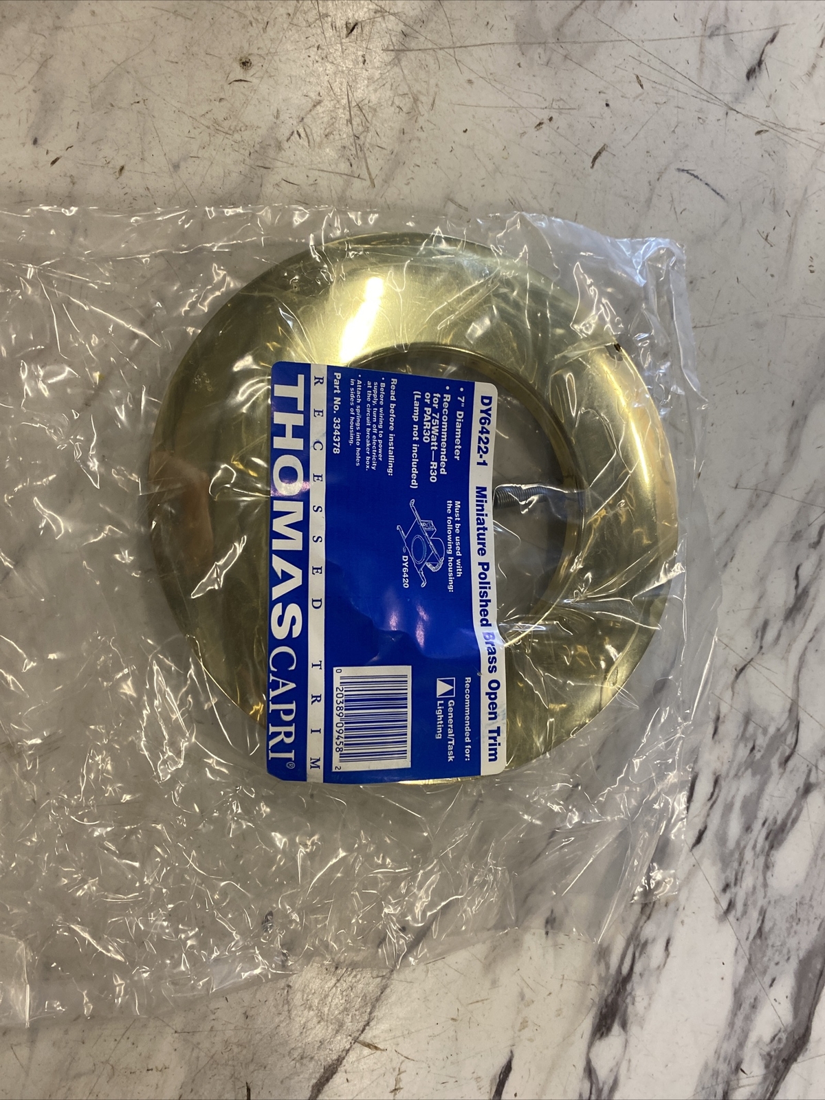 6" Recessed Can Light Open Metal Trim Ring R30 PAR30 Shiny Gold Brass ...