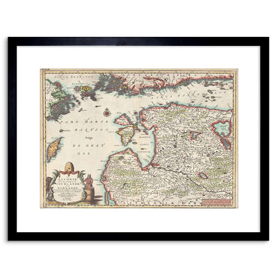 Map Livonia Courland Finland Estonia Latvia Framed Art Print 9x7 Inch ...