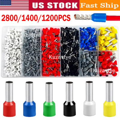 2800/1200PCS Wire Ferrule Terminals Kit Copper Crimp Insulated Cord End ...