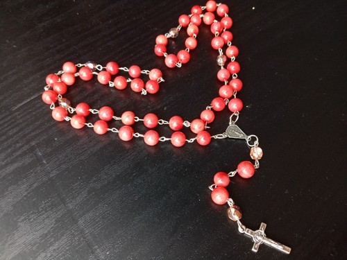 Catholic Red Beads Rosary Necklace Prayer Gift Cross Crucifix | eBay