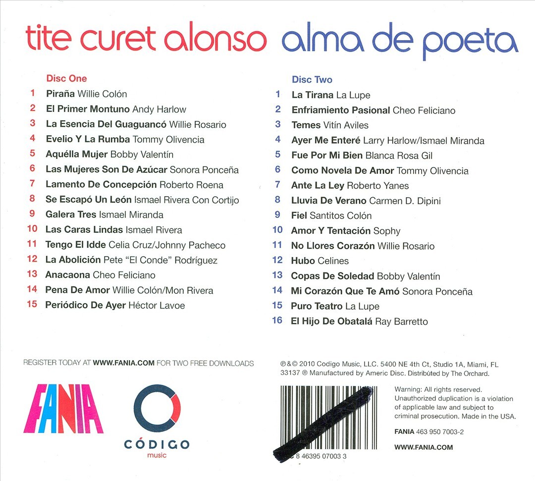 TITE CURET ALONSO - A MAN AND HIS SONGS: ALMA DE POETA [DIGIPAK] NEW CD ...