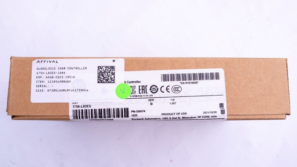Allen Bradley Guardlogix 5580 Safety Controller 1756-L83ES /B 2021/10 ...