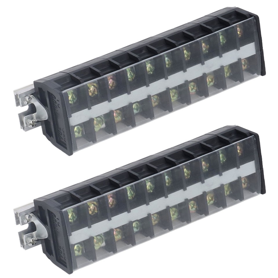 2 Pcs Terminal Block 30A 660V Dual Row Screw Terminal Barrier Strip For ...