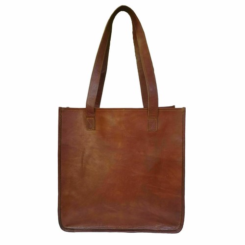 14X14 Women Vintage Looking Genuine Leather Tote Simple Shoulder Bag ...