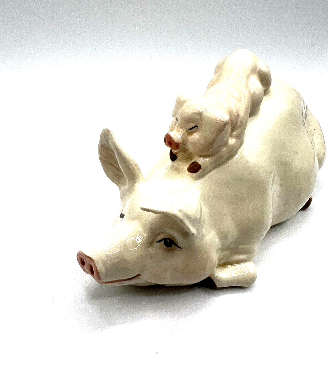 Vintage BESWICK PIG & Piglet Girl Porcelain China SOW Figurine England ...