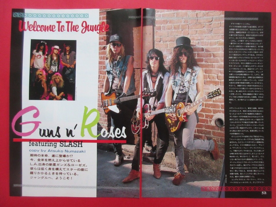 GUNS N' ROSES SLASH DUFF McKAGAN Izzy Stradlin 1988 CLIPPING JAPAN PL ...