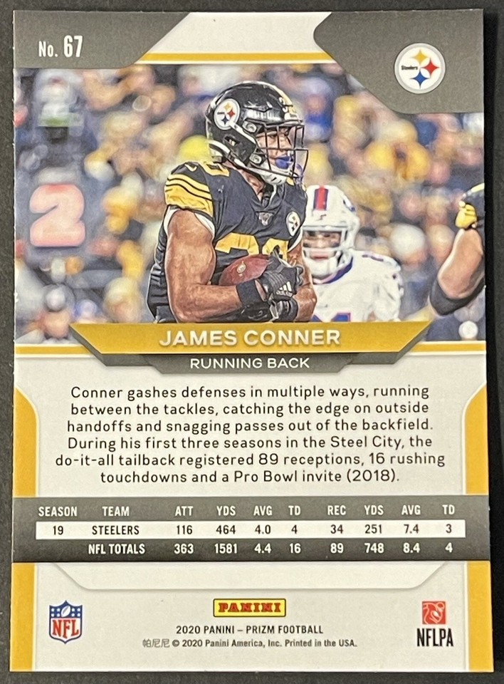 2020 Panini Prizm Football James Conner Base Card #67 Pittsburgh ...