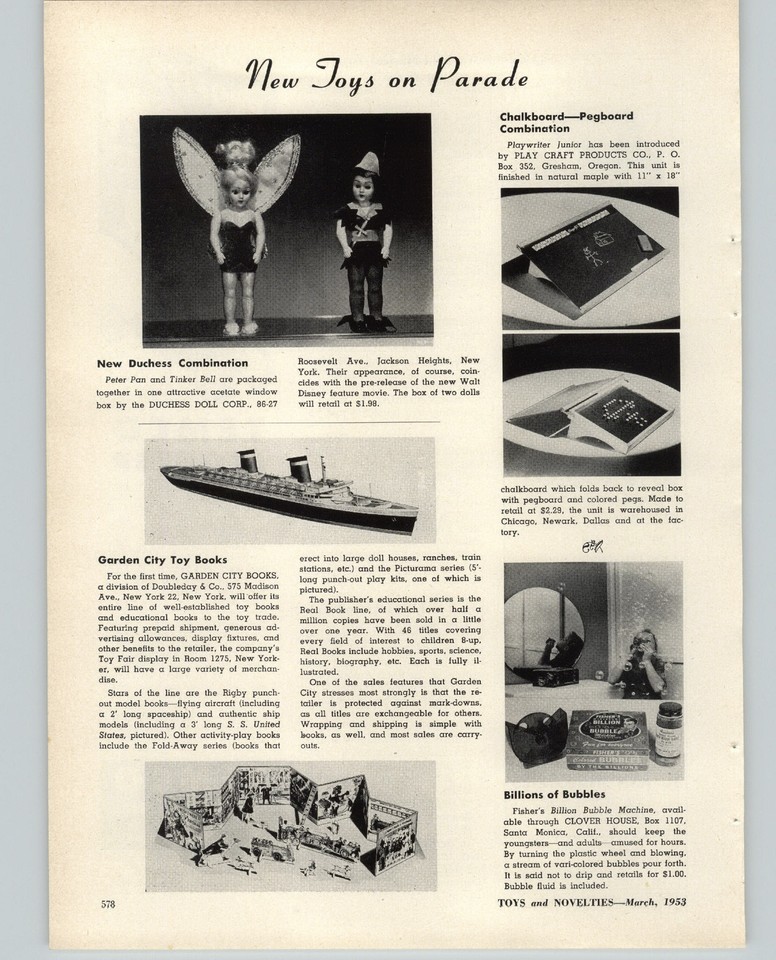 1953 PAPER AD Snuffy Clown Soft Stuffed Doll New Duchess Peter Pan ...