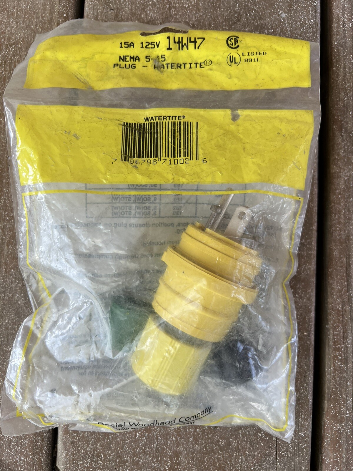 WATERTITE PLUG 14W47. 15 A. 125 V. NEMA 5-15. | eBay