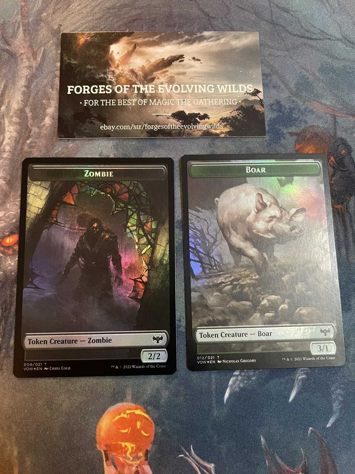 Zombie 008 / Boar 012 Foil Token - MTG - Innistrad: Crimson Vow Double ...