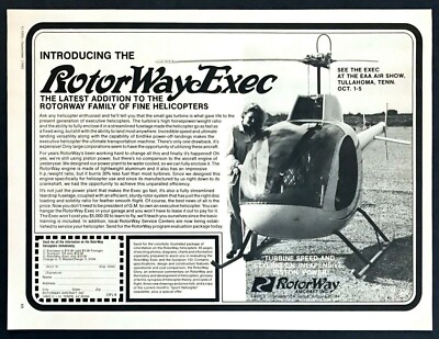 1980 RotorWay Exec Helicopter photo Turbine Speed on Piston Power promo ...