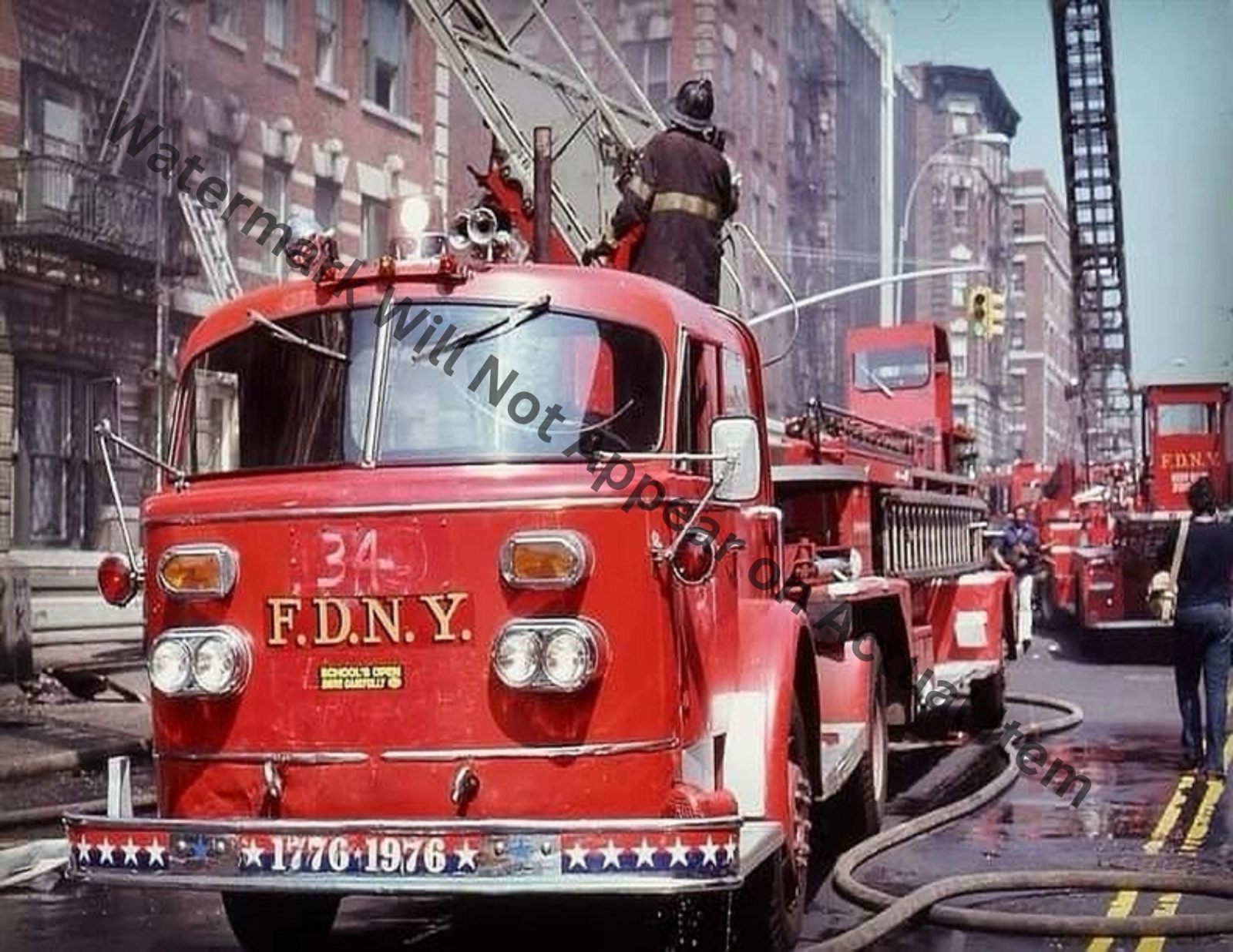 American LaFrance FDNY Tiller 34 at Fire Photograph Print 8.5x11" | eBay