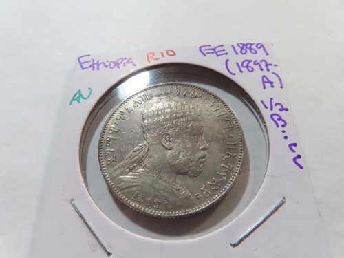 R10 Ethiopia EE-1189(1897-A) Silver 1/2 Birr AU | eBay
