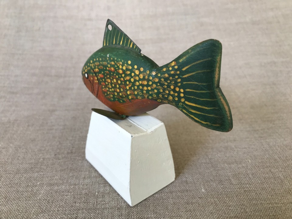 Ice Spearing Fishing Decoy, Hand Carved Hand Painted, a Panfish, Mich ...