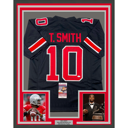Framed Autographed/Signed Troy Smith Heisman 33x42 06 Ohio State Jersey JSA COA | eBay