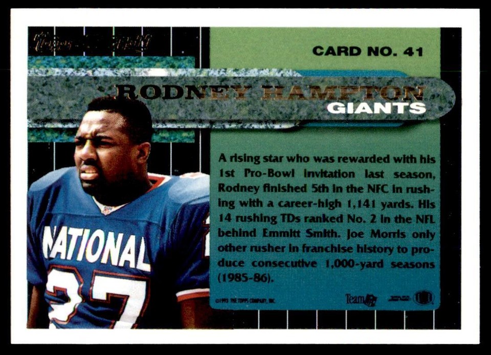 Rodney Hampton 1993 Topps Black Gold Card# 41 | eBay