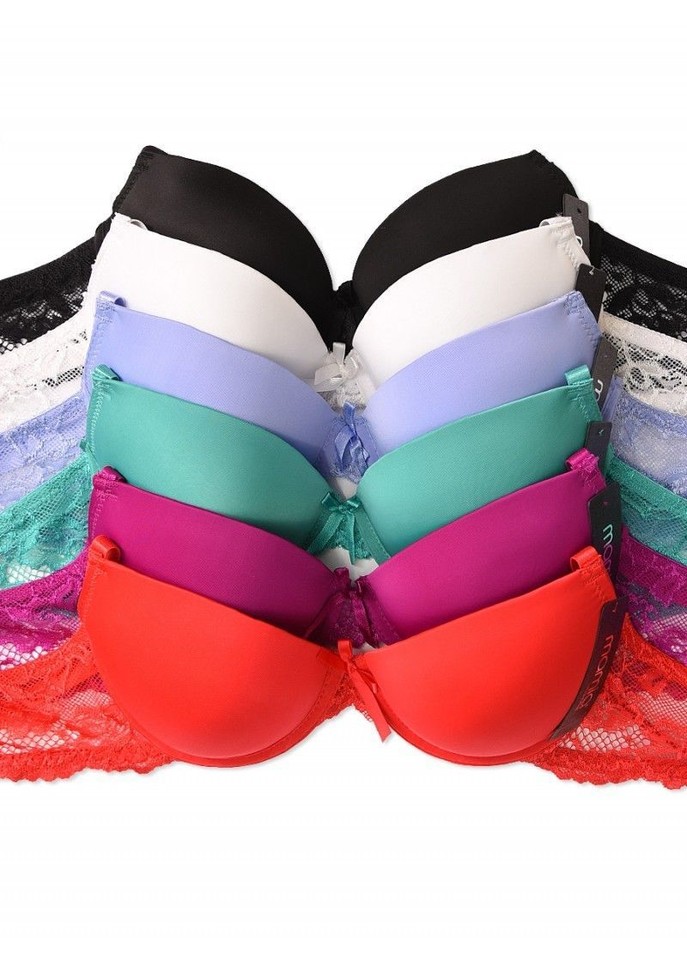 34C 36C 38C 40C Demi Cup LACE Underwire Bras Black White Red Green ...