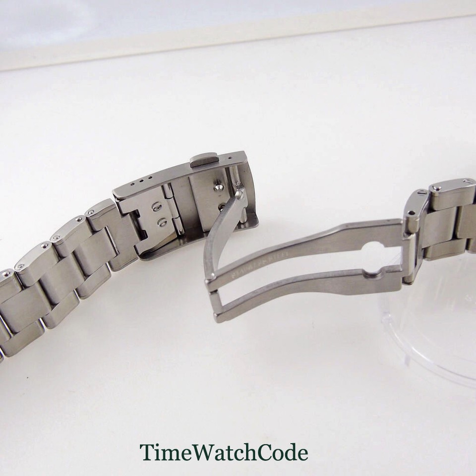 20mm 316L Stainless Steel Watch Strap Brushed Bracelet Solid Curved End ...