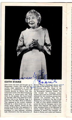 Edith Evans Signed Haymarket Theatre Program 1974 / Autographed Actress ...