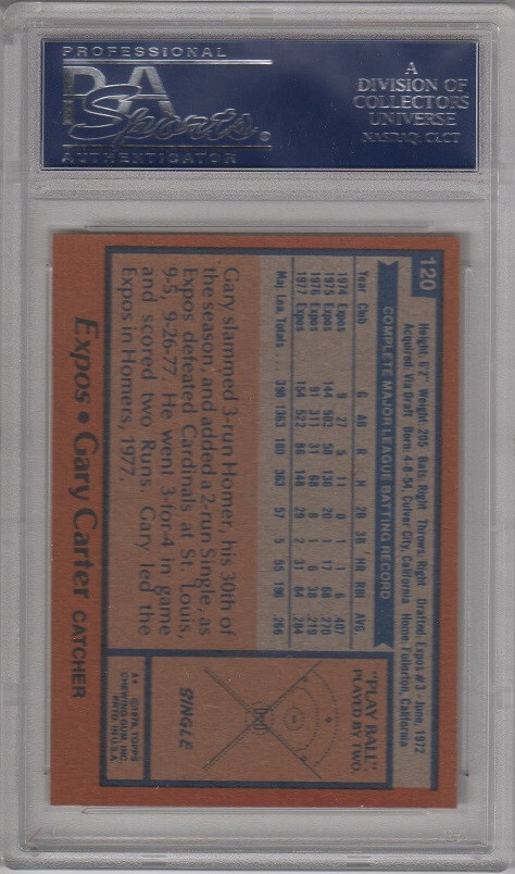 1978 Topps Gary Carter #120 Montreal Expos HOF PSA 9 MINT | eBay