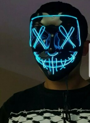 Neon Stitches LED Mask Wire Light Up Purge Costume Mask Cosplay Party ...