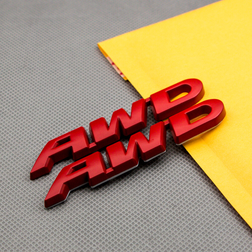 2Pcs Red Metal Small AWD Off Road Emblem All Wheel Drive Badge 3D Logo ...