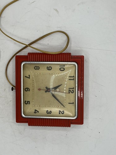 Vintage Red GE Telechron Model 120v Electric Wall Clock Not Working ...