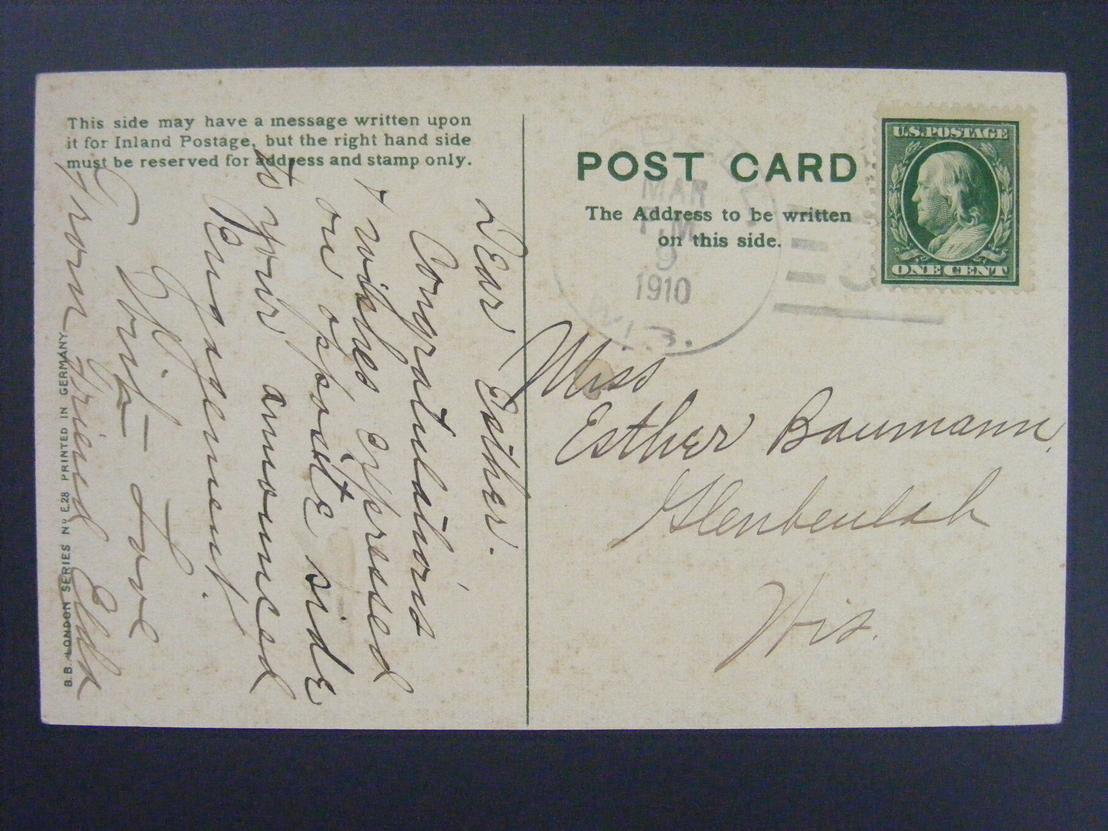 Adell Wisconsin WI Sheboygan Co 1910 Type 3/5 Doane Cancel Postmark on ...