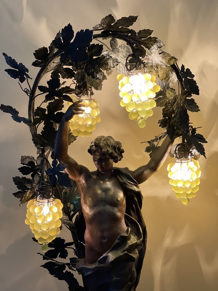 Antique Art Nouveau Nude Male Bacchus French Figural Statue Spelter ...