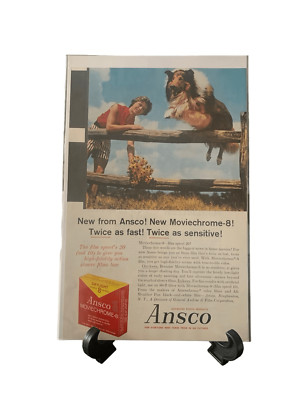 Vintage 1960 Ansco Movie brown-8 Twice as Fast Twice as Sensitive Ad Advertiseme | eBay