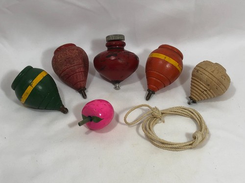 LOT OF 6 VINTAGE SPINNING TOY TOPS | eBay